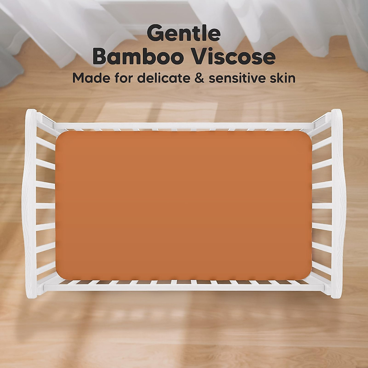2-Pack Crib Sheets for Boys, Girls - Viscose Derived from Bamboo Fitted Crib Sheet, Baby Crib Sheets Neutral, Crib Mattress Sheet, Toddler Bed Sheets, Baby Sheets for Crib Fitted Sheets (Rust)