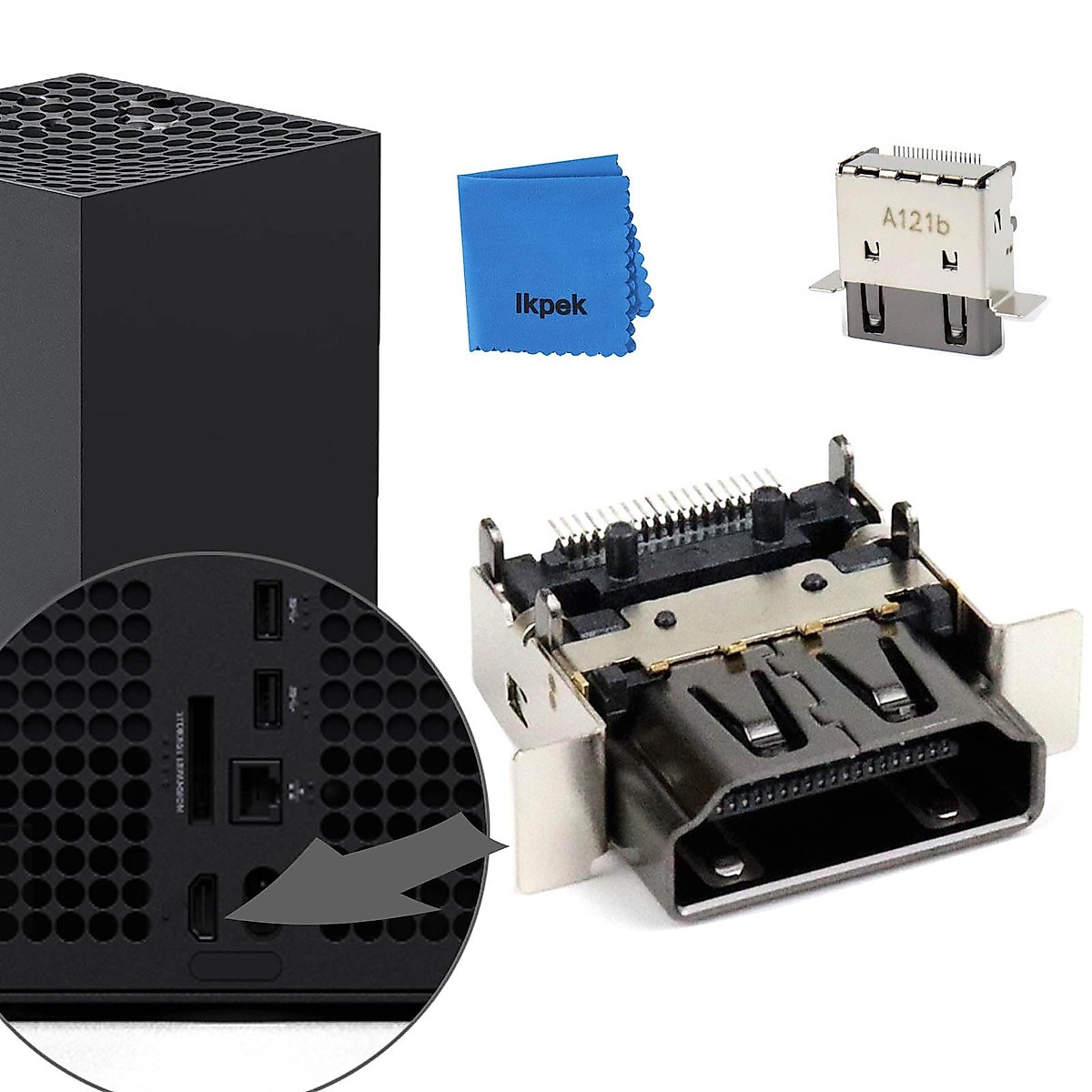 Aosai 2pcs HDMI-Port Replacement for Xbox Series X, Display Socket Jack Connector Replacement for XSX Console, Original OEM Quality (for Xbox Series X, Sliver - 2 Pcs)