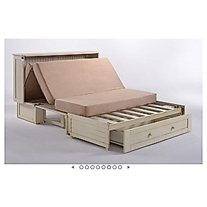 Night & Day Furniture MUR-CLV WH and MND-GMF-TRI-QEN Murphy Cabinet Bed with Mattress, Queen, White