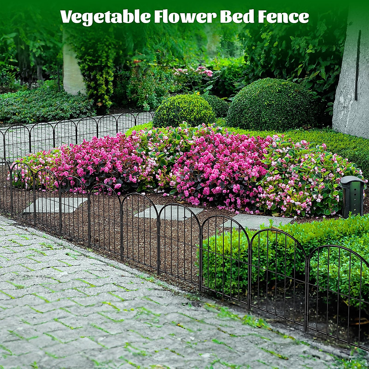 DAMEING Decorative Garden Fence 10 Panels 16.5in (H) x 10.5ft (L) Border Animal Barrier, Rustproof Metal Wire Landscape Wire Edge Flower Bed Fencing for Patio Yard Outdoor Decor, Arch