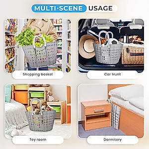 PATWING 2-Pack Collapsible Laundry Baskets, 41L Space Saving Foldable Laundry Basket, Large Plastic Laundry Basket, Collapsible Hamper with Handles for Home, Kids Room, Dorm (Triangle -Grey 2 pack)