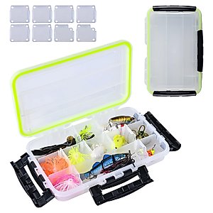 Goture 3600 Tackle Tray, Waterproof Tackle Box, Waterproof Floating Airtight Stowaway, 3600 Tray with Adjustable Dividers, Sun Protection, Fishing Storage Lure Box for Freshwater Saltwater, 1Pcs