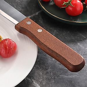 New Star Foodservice 58925 10-Inch Steak Knife, 5-Inch Rounded Serrated Blade with Wood Handle, Jumbo, Set of 12