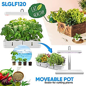 SereneLife Hydroponic Herb Garden 8 Pods, Indoor Growing System, Smart Indoor Plant System w/Height Adjustable LED Grow Light (White)
