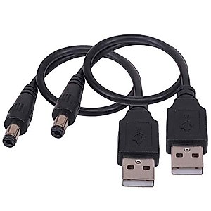USB to DC Power Cord, Yeworth [2 Pack] 0.25m USB 2.0 A Type Male to DC 5.5 x 2.1mm DC 5V Power Plug Connector Cable USB to 5V Power Charging Adapter (USB to DC 5.5 x 2.1mm)