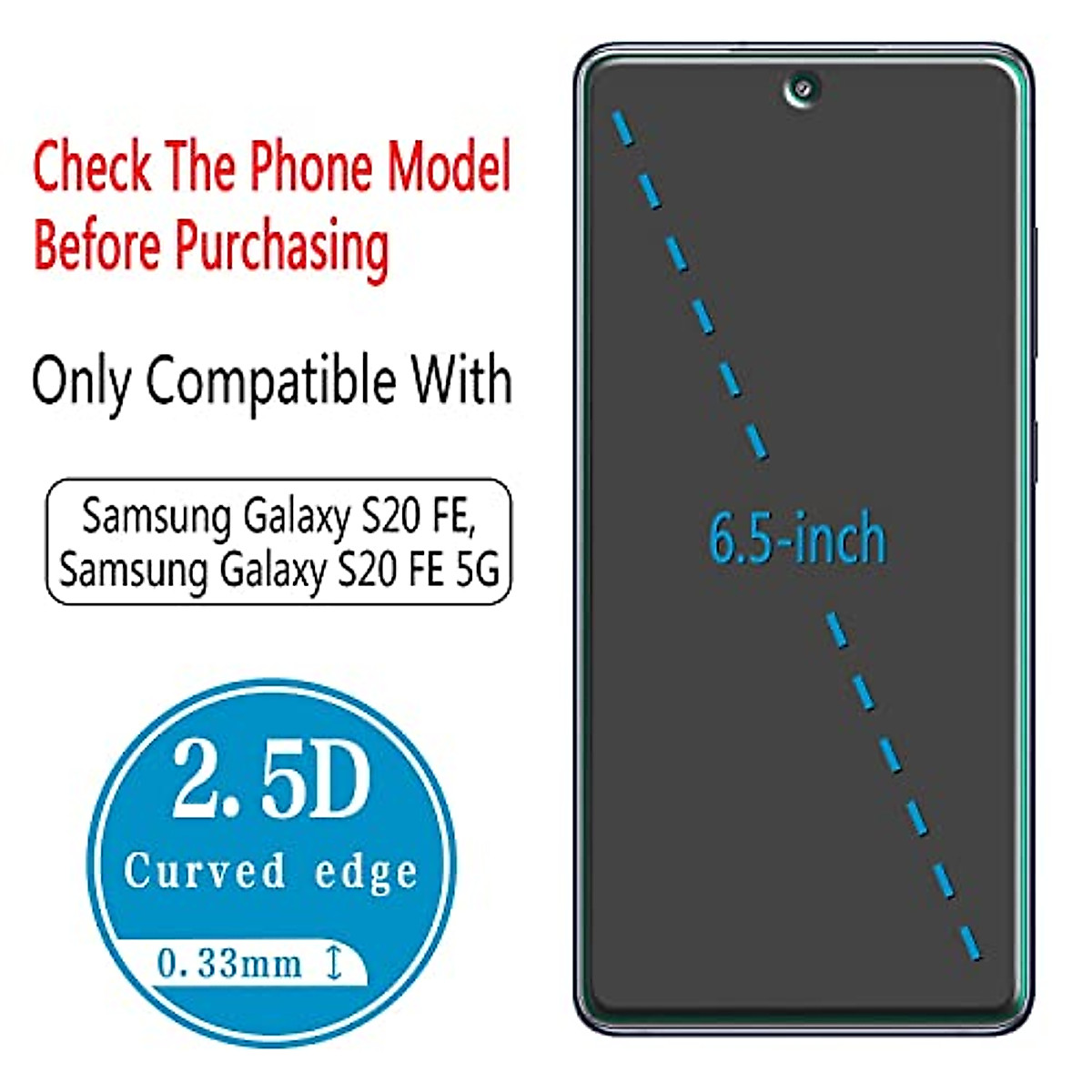 HPTech (2 Pack) Designed for Samsung Galaxy S20 FE, Galaxy S20 FE 5G, Galaxy S20 FE 5G UW Tempered Glass Screen Protector, 9H Hardness, Support Fingerprint Reader, Case Friendly