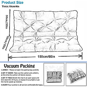 Swing Replacement Cushions 3 Seat, Bench Cushion for Outdoor Furniture Waterproof Thick Porch Swing Cushions with Backrest & Ties for Garden Patio, 60in*40in(Dark Green)