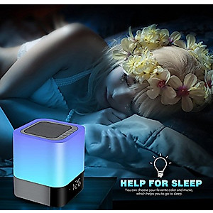 Alarm Clock Bluetooth Speaker Night Light Bluetooth Speaker,Touch Sensor Bedside Lamp,Dimmable Warm Light & Color Changing RGB LED Table Lamp MP3 Music Player for Kids,Bedroom,Camping (Newest Version)