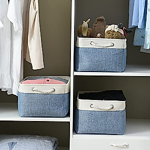 Tegance Storage Baskets Bins for Organizing, Foldable Sturdy Fabric Basket W/Handles, Large Rectangular Decorative Storage Basket for Shelves Nursery Closet Toy Blanket (3 Pack 15.7x11.8x8.3")…