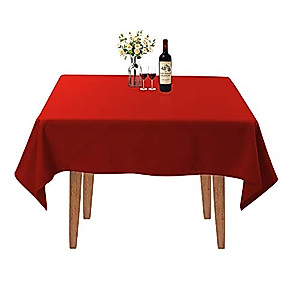 Waysle Square Tablecloth, 52 x 52 Inch, Red Table Cloth for Square or Round Tables in Washable Polyester, Great for Wedding, Restaurant, Party, Banquet Decoration