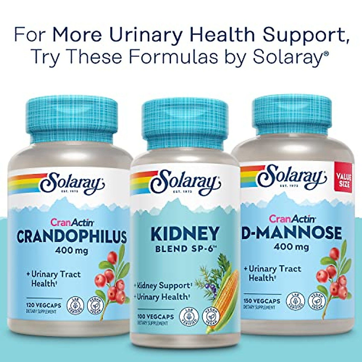 Solaray Cranactin Cranberry AF Extract Capsules, 400 mg, 180 Count