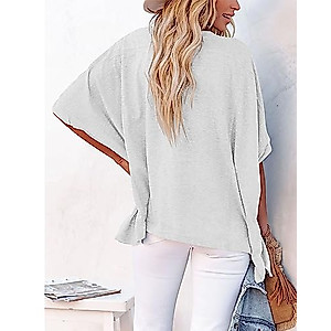 Fanway&EC Women's Short Sleeve T Shirts Crewneck Oversized Tee Casual Summer Tops Loose Fitted (White,Medium,Medium,US,Alpha,Adult,Female,Regular,Regular)