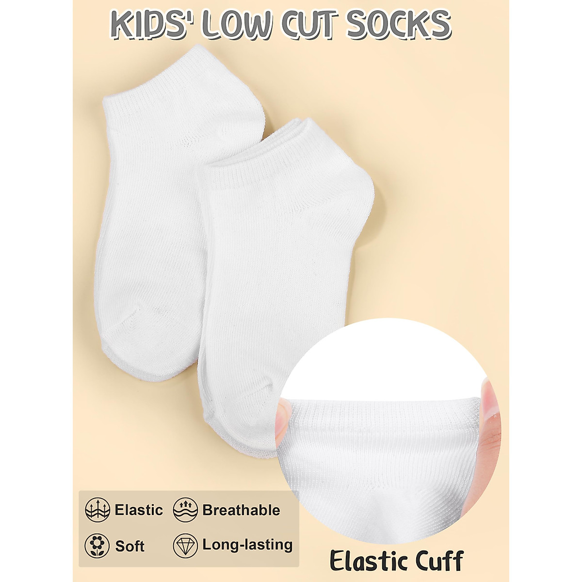 Cooraby 25 Pairs Kids' Socks Low Cut Socks Half Cushion Sport Ankle Athletic Socks for Boys Girls