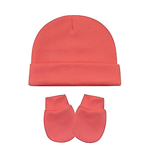 8PCS Newborn Baby Hats and Mittens Set Gloves Beanies No Scratch Mittens Warm Swaddling Elastic Infants Hats 0-6 Months