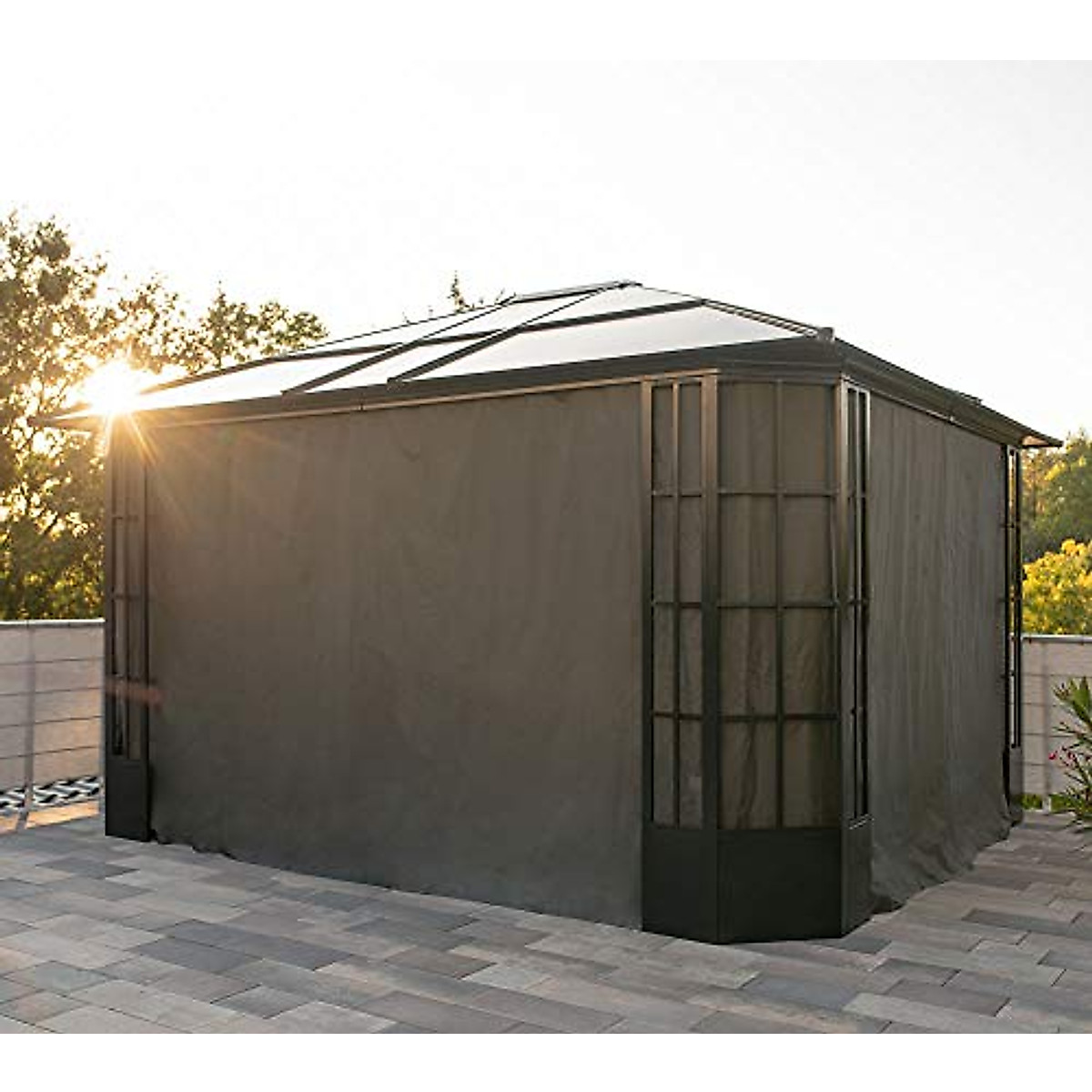 Sojag Accessories Set of 4 12' x 14' Polyester Outdoor Curtains for Savino Gazebo Sun Shelter, Grey