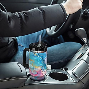 SEHANY Colorful Marble Pattern 40Oz Tumbler with Lid and Straw, Double Vacuum Stainless Steel Insulated Sports Water Bottle Cup Holder Friendly Leak-Proof Travel Coffee Cup for Iced Drink