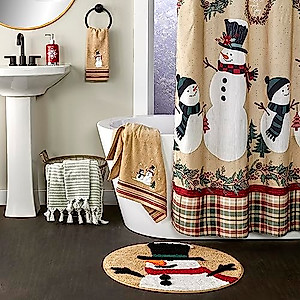 SKL Home Christmas/Winter Rustic Plaid Snowman Rug for Bath/Kitchen & Gift, Multi