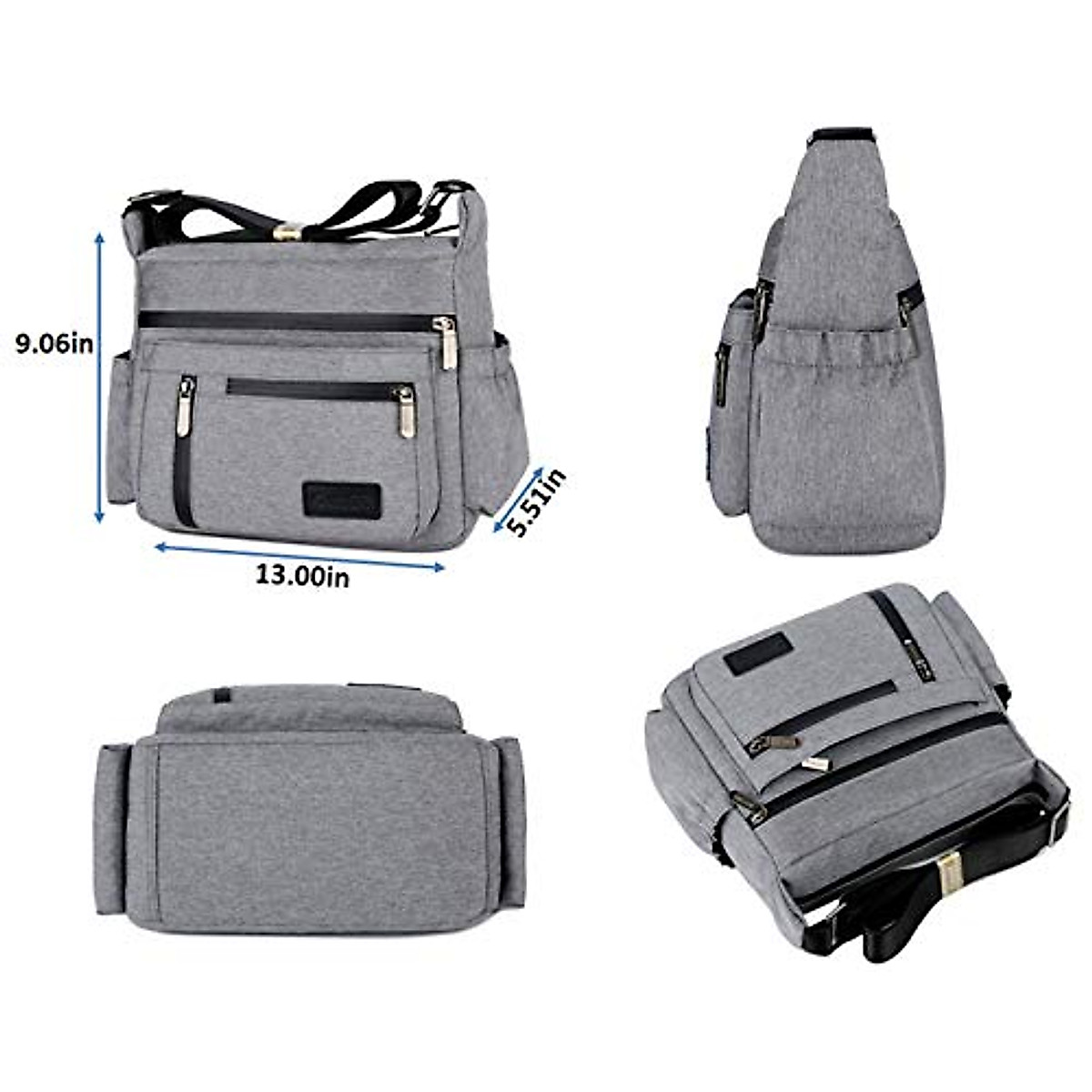 Wxnow Purses and Shoulder Handbags for Women Casual Travel Bag Messenger Cross Body Crossbody Bag Oxford Nylon Bags Purses Light Grey