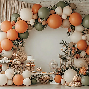 Alainzeo Brown Orange 50 Piece 12 Inch Set Latex Balloons with 33 Feet Ribbon for Birthday Party, Wedding, Graduation, Bridal Shower Decorations