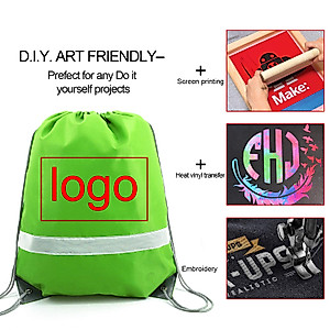 BeeGreen 20 Pieces Green Drawstring Backpacks Bags Bulk, String Bags Reflective Cinch Sack, DIY Blank Drawstring Bags for Women and Men