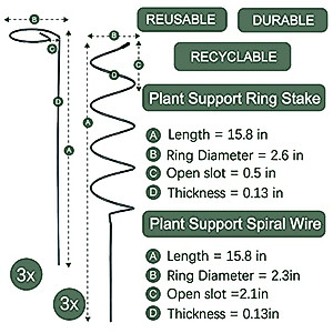 Plant Support Stakes, 6 Packs Plant Stakes for Indoor and Outdoor Plants Plant Support for Potted Plants Orchid Lily Dahlia Clematis Rose Flowers Stem