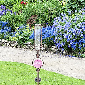 MUMTOP Rain Gauge Outdoor - 36 Inch Solar Butterfly Crackle Glass Stake Lights for Lawn, Yard and Garden