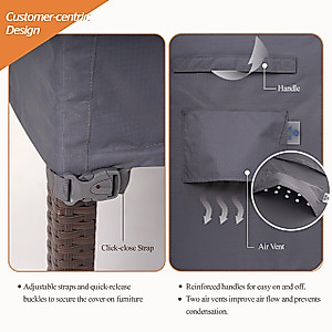 WJ-X3 Large Grey Patio Furniture Cover,108W x 84D x 31H Inch - Waterproof, UV & Wind-Resistant, Anti-Fade, Perfect for Outdoor Table & Chair Sets