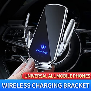 Wireless Car Charger Automotive Electric Induction 15W Wireless Charger Car Vent Mount Bracket Fast Charging Auto-Clamping Car Phone Holder Mount Air Vent Phone Holder Black…