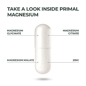 Magnesium Supplement Complex 310mg by Primal Harvest with Magnesium Glycinate, Citrate, Malate, and Zinc 120 Capsules
