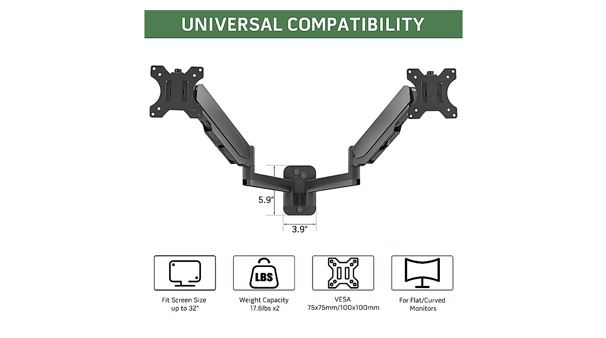 UPGRAVITY Dual Monitor Wall Mount, Double Monitor Wall Stand for Two 17 ...