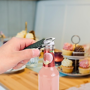 FLISSA 4" Small Folding Pocket Knife, Lightweight Utility Knife, Green G10 Handle, EDC Pocket Knife with 8Cr13MoV Steel Blade, Carry Pocket Clip, Bottle Opener and Flat Head Screwdriver, Liner Lock