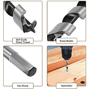 Auniwaig Auger Drill Bit Wood Hex Shank 14mm Cutting Dia High Carbon Steel for Electric Bench Drill Woodworkingpentry