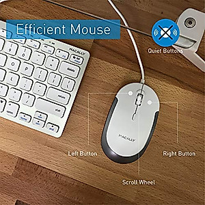 Macally USB Wired Keyboard and Mouse Combo for Mac and PC - Save Space with a Compact Small Mac Keyboard and Mouse for MacBook Pro/Air, iMac, Mac Mini/Pro - Compatible Apple Keyboard and Mouse
