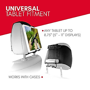 Macally Car Headrest Mount for Kids - Tablet Holder for Car Back Seat - iPad Holder for Car Backseat Rear Facing with Anti Slip Strap and Adjustable Case