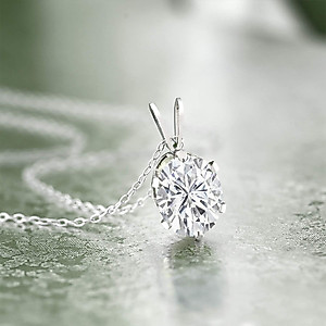 Gem Stone King 925 Sterling Silver Oval Gemstone Birthstone Solitaire Pendant Necklace | Oval 9X7MM | Oval Pendant Necklace For Women | With 18 Inch Silver Chain