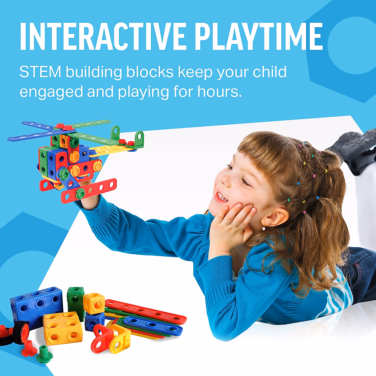 Brickyard Building Blocks STEM Toys - Educational Building Toys for Kids Ages 4-8 with 101 Pieces, Tools, Design Guide and Toy Storage Box, Gift for Boys & Girls