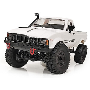 YIKESHU RC Crawler Offroad RC Truck 4x4 Remote Control Rock Crawler WPL C24-1 Pickup Trucks with Led Light, 2.4 Ghz 1/16 Scale All Terrain Car Brushed RTR Pickup for Adults