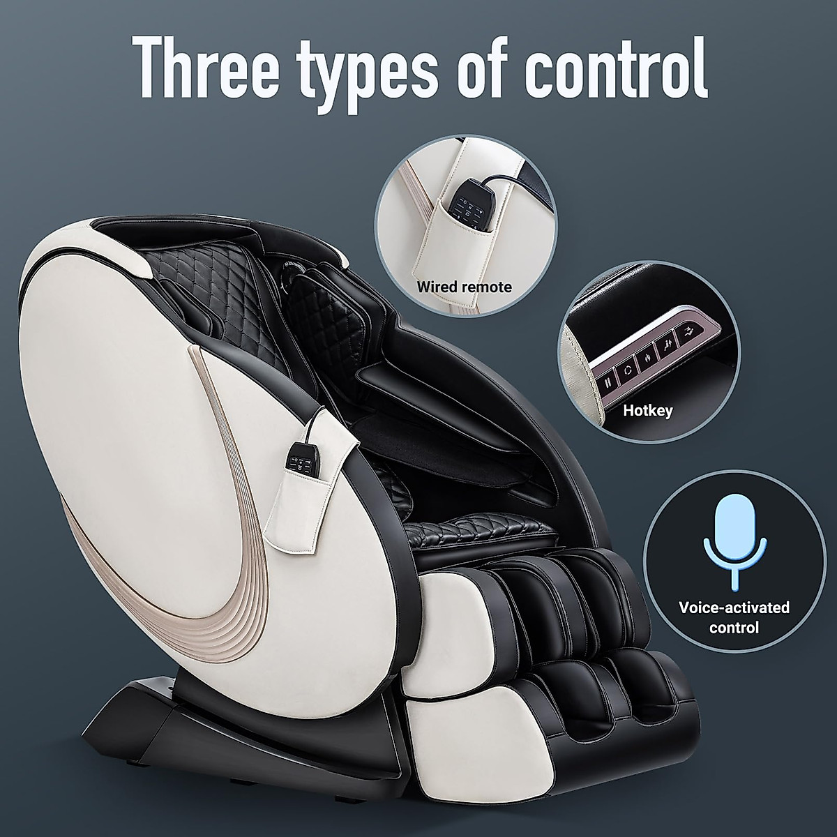 4D Massage Chair Full Body Recliner - Zero Gravity with Heat and Shiatsu Office Chair SL Track Yoga Stretch Voice Control Intelligent Body Detection Bluetooth Speaker Airbags Foot Rollers (White)