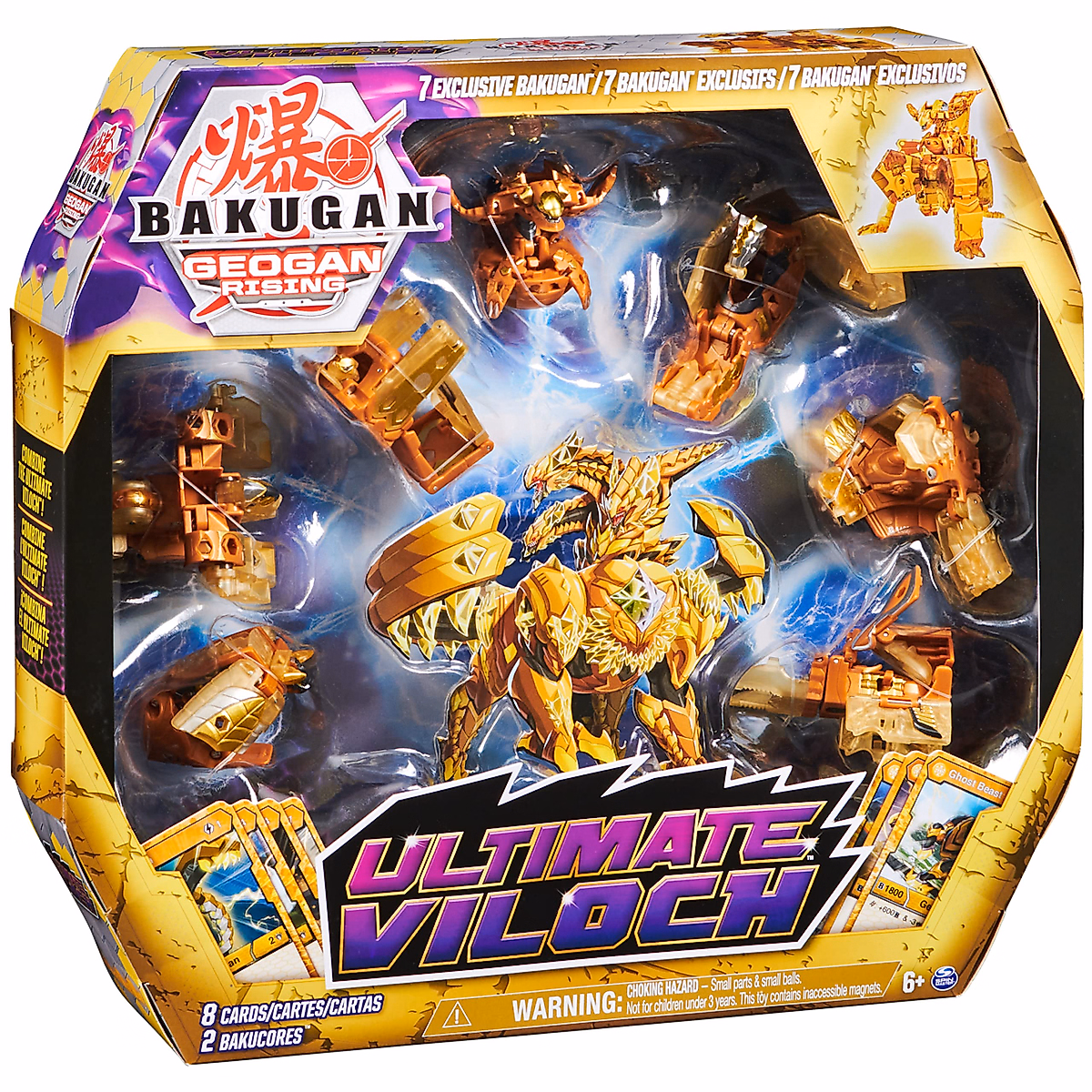Bakugan Ultimate Viloch, 7-in-1 Exclusive Bakugan, Includes BakuCores and Trading Cards, Geogan Rising Collectible Action Figure Kids Toys for Boys