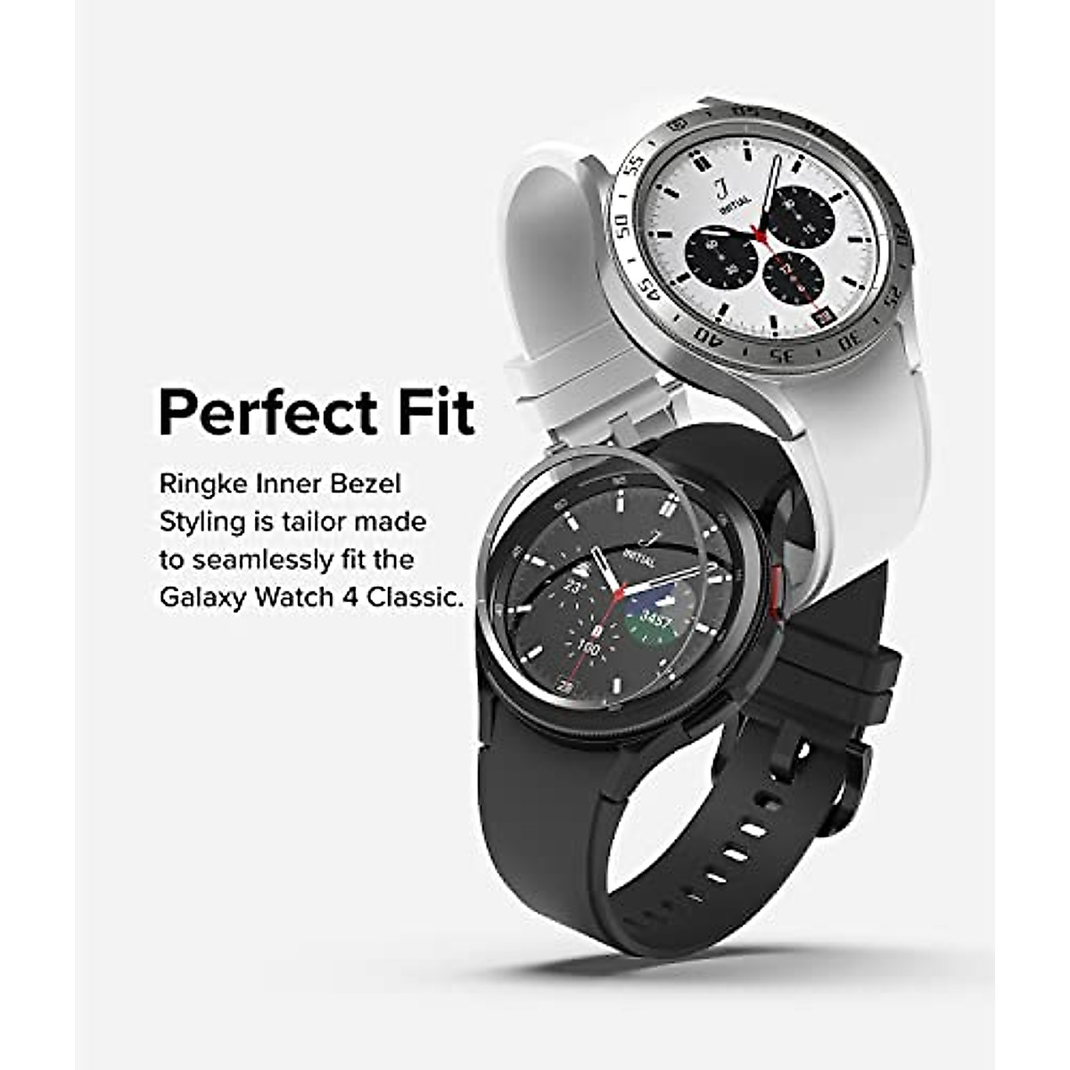 Ringke Inner Bezel Styling Compatible with Samsung Galaxy Watch 4 Classic 42mm, Stainless Steel Anti-Scratch Inner Bezel Ring Protective Cover - 42-IN-03 (ST) Silver