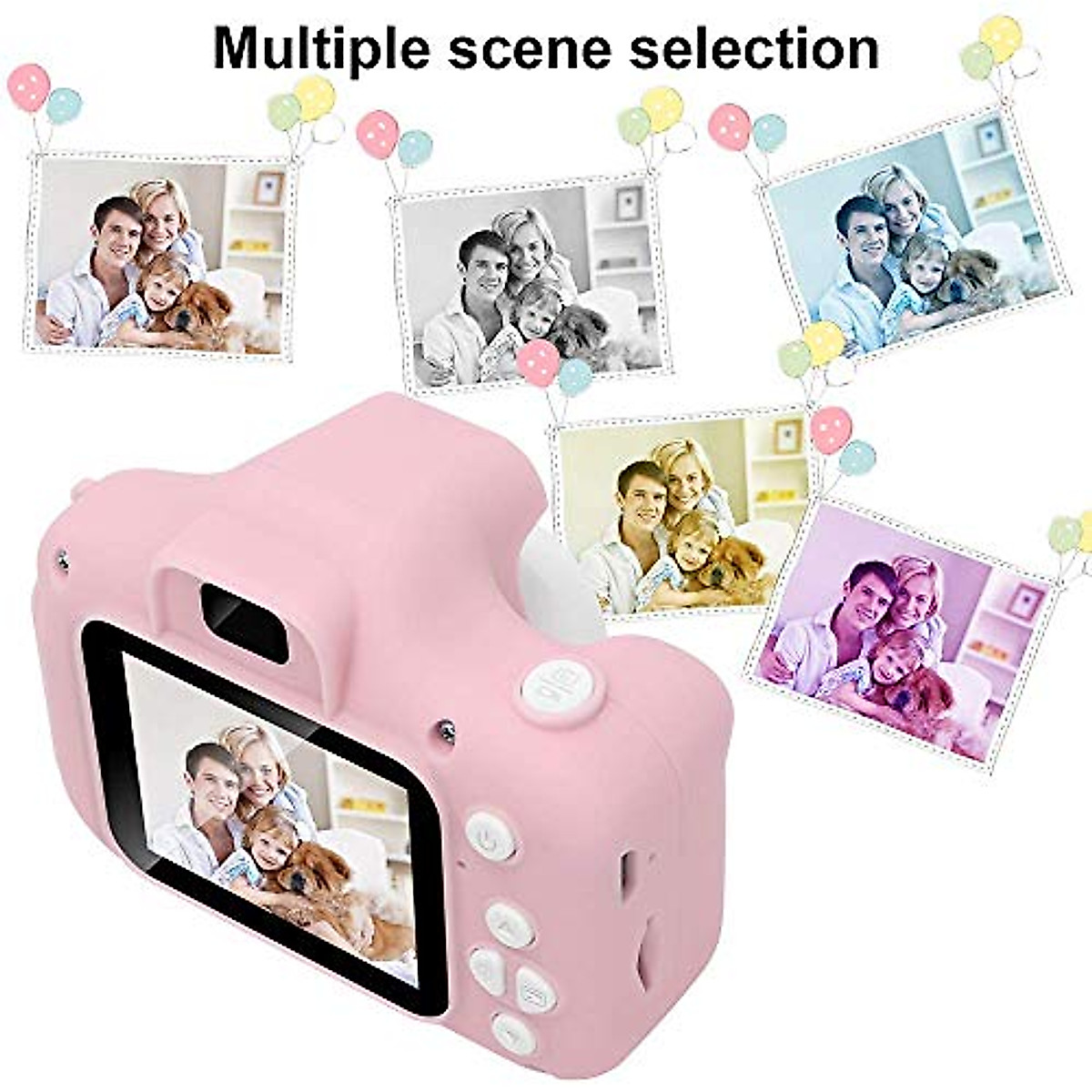 Kids Camera for 3-8 Year Old Toddler Childrens Digital Camera Mini Rechargeable Shockproof Video Camcorder Gifts with 32GB Memory Card for Birthday-Pink