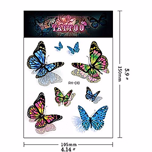 Ooopsi Butterfly Tattoos for Kids Womens - 110 Pcs 3D Tattoos, Colorful Body Art Temporary Tattoos, Butterfly Party Favors
