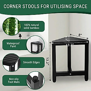 TYYIHUA 13.2" Shower Stool for Shaving Legs, Shower Foot Rest, Shower Stool for Inside Shower Waterproof, Small Corner Stool for Small Space, Small Shower Bench for Bathroom, Black