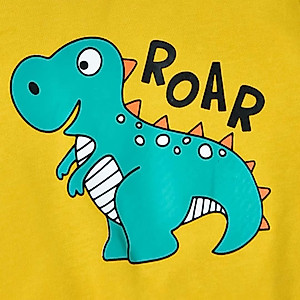 12-18 Months Boy Clothes Toddler Baby Infant Fall Winter Outfits Cute Dinosaur Cartoon Tops+Pants Set,Yellow boys outfit 12-18 months/80cm