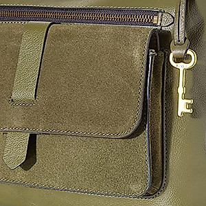 Fossil Women's Kinley Leather Large Crossbody Purse Handbag, Green Moss