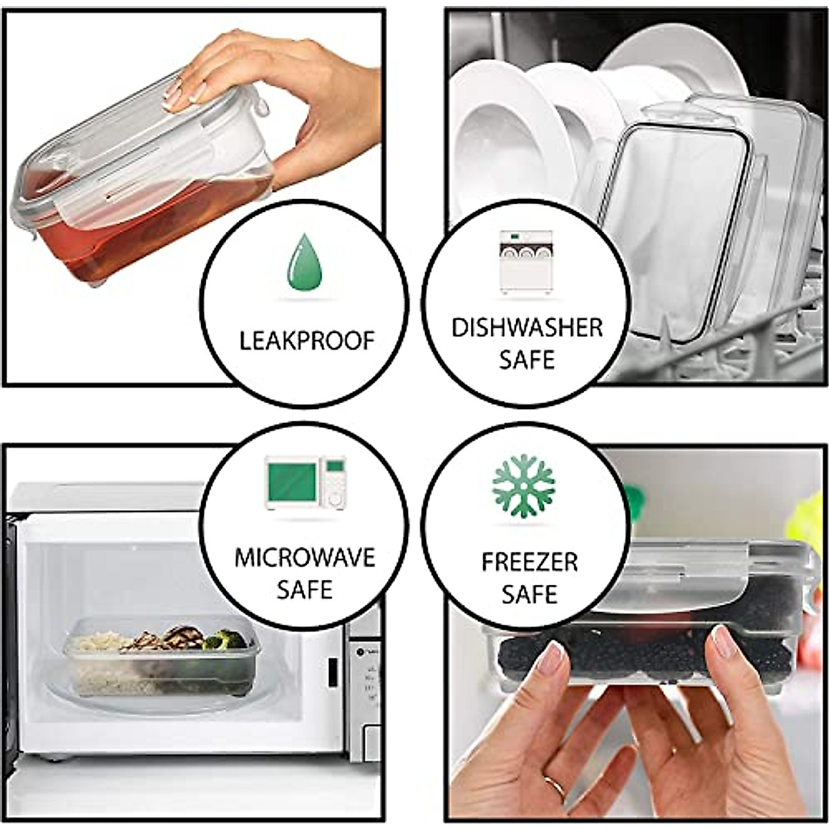Homemaid Living Premium Airtight Plastic Storage Containers Easy Lock Lid, Microwave Freezer and Dishwasher Safe, Perfect Meal Prep or Food Storage Containers (Set of 7)