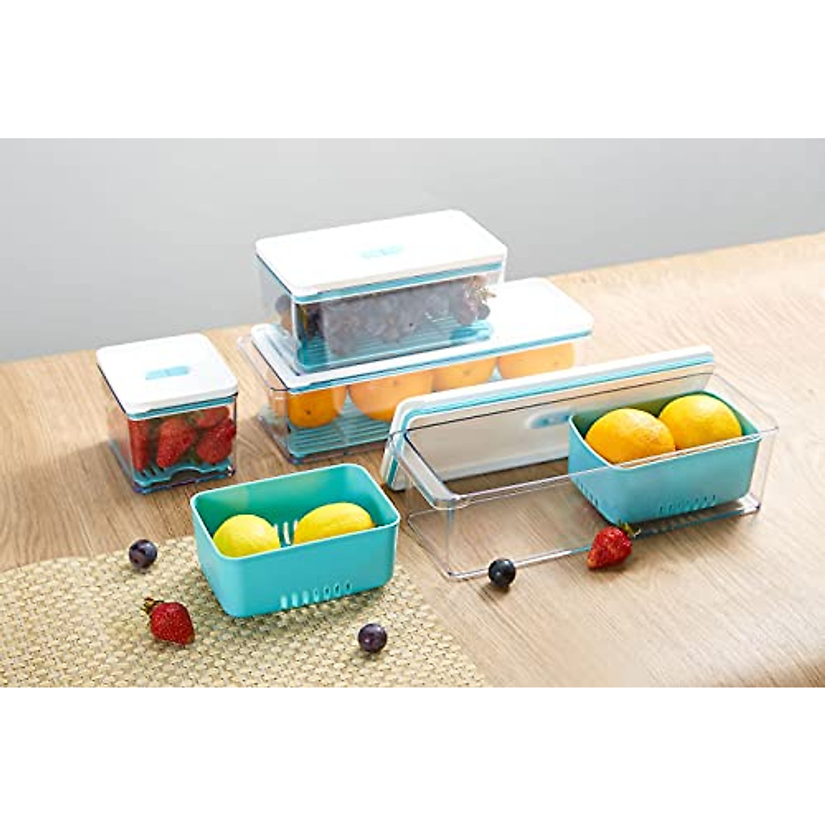 Storage Containers Fridge Organizer for Vegetable Fruit Veggie and Berry Refrigerator Organizer Bins with Lids Produce Saver 3 Packs Pink