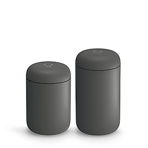 Fellow 16 oz Carter Wide Travel Mug - Wide Mouth Vacuum-Insulated Stainless Steel Coffee Mug - Tea and Coffee Tumbler - Travel Coffee Mug with Ceramic Interior - Slate Grey