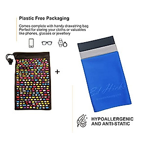 Ed Hicks 3 Large Premium Microfiber TV Screen Cleaning Cloths [12” x 12”] for Cleaner LCD LED OLED Screens, iPad, Laptop Computer | Storage Pouch | Chemical Free | Anti-Static | 1 Black 1 Blue 1 Grey