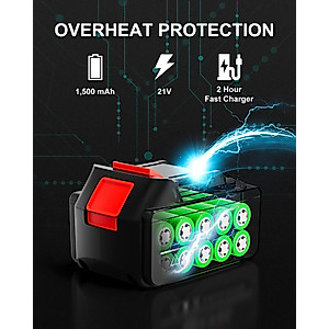 SILVEL 21V Cordless Impact Wrench 1/2 inch, 517 Ft-lbs (700N.m) Max Torque, Brushless Impact Driver with 1.5Ah Li-ion Battery, 6 Sockets, Power Impact Gun